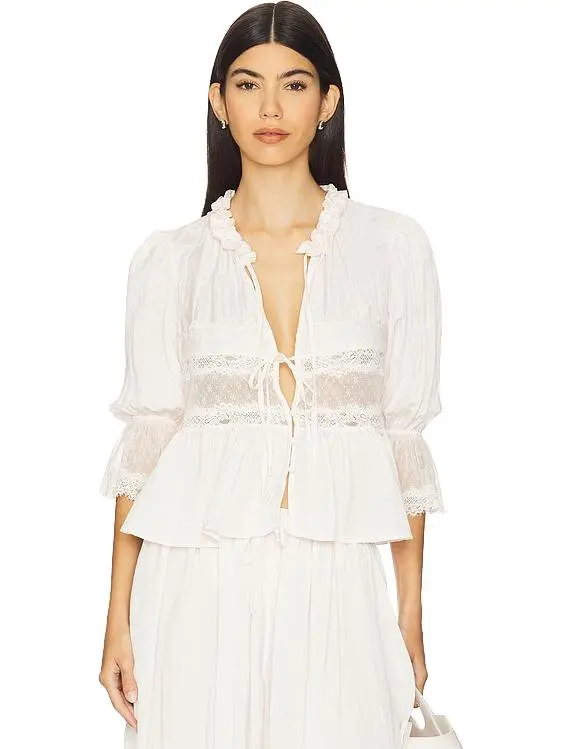 Free People Forever Young Bed Jacket - White Alyssum