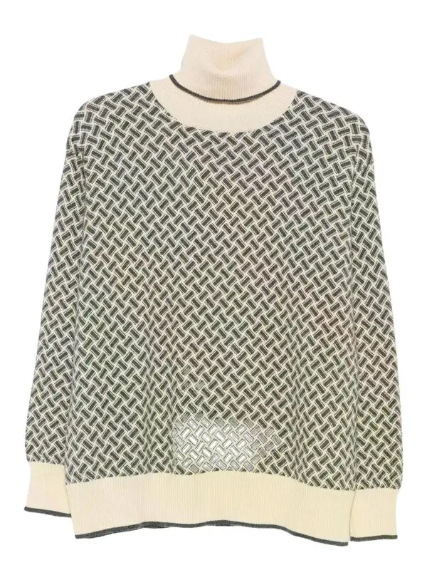 DRUMOHR Geometric-pattern Turtleneck Sweater - Neutrals