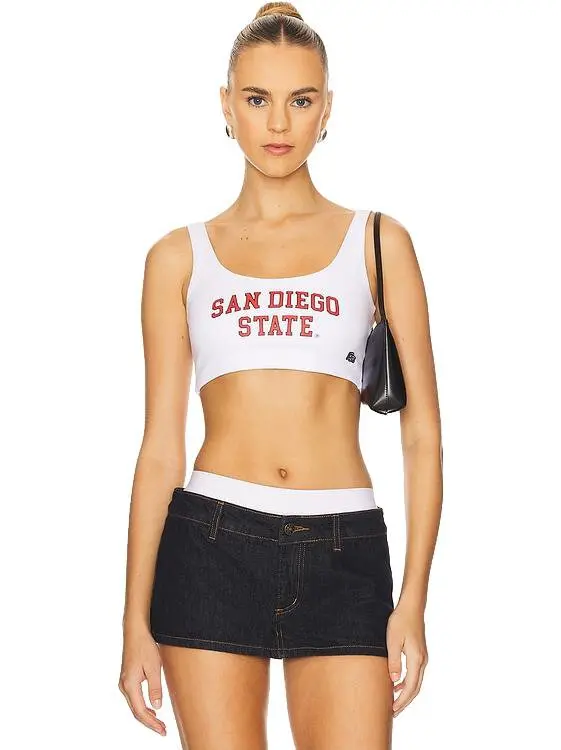 HYPE AND VICE San Diego State Crop Tank Top - White