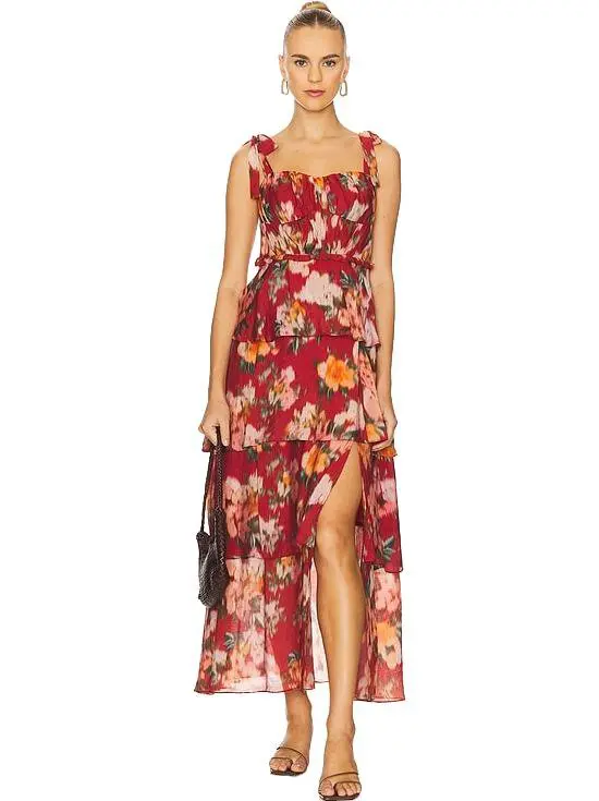 Astr The Label Mellorie Dress - Red Multi Floral