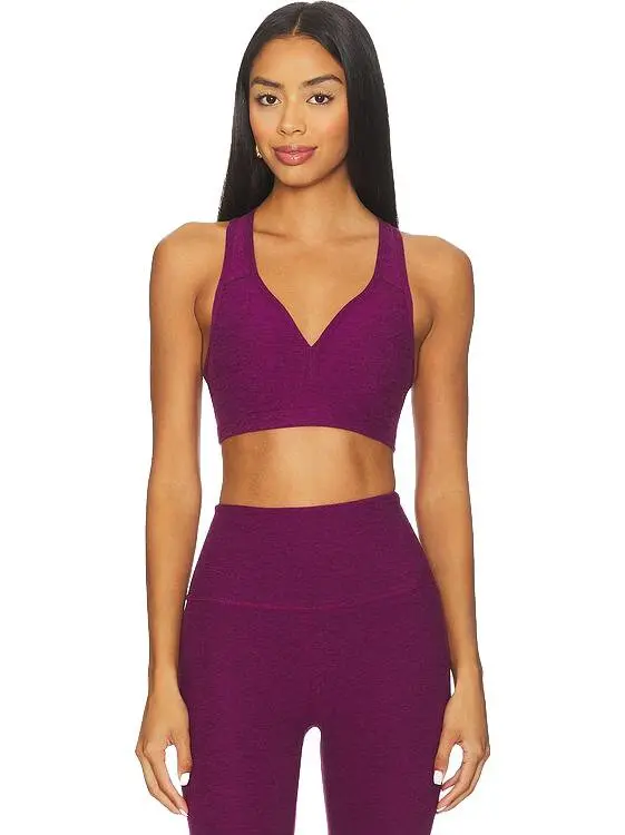 Beyond Yoga Spacedye Lift Your Spirits Sports Bra In Purple - Aubergine Beet