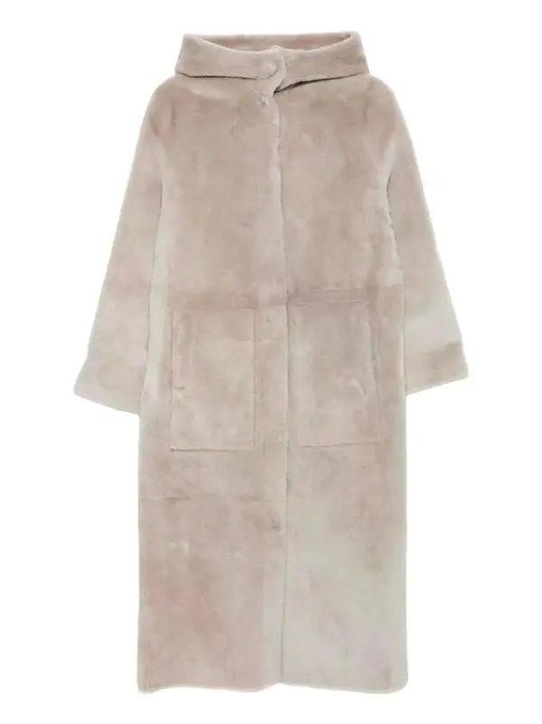 Simonette Ravizza Hooded Shearling Coat - Neutrals