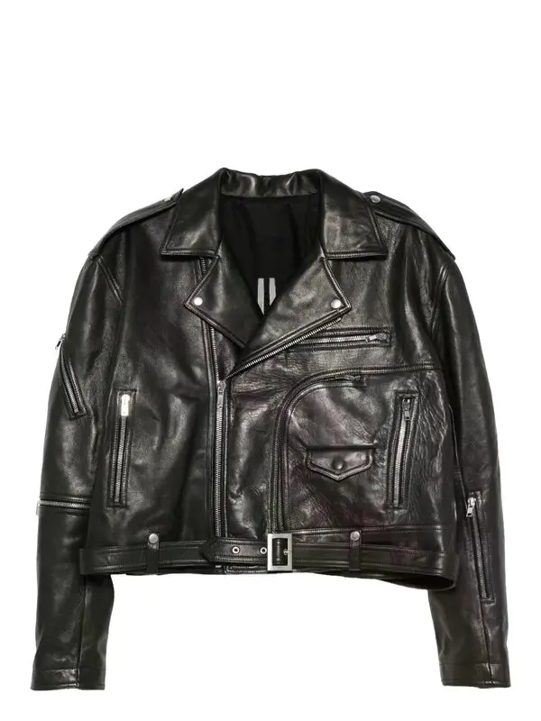 Rick Owens Belted Leather Jacket - Black