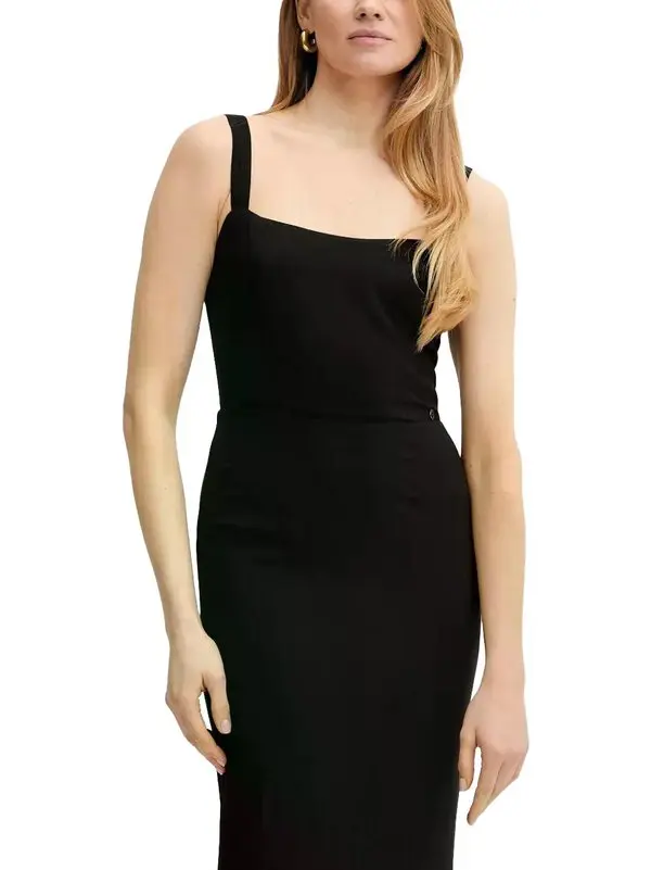 Guess Square-neck Fishtail Midi Dress - Black