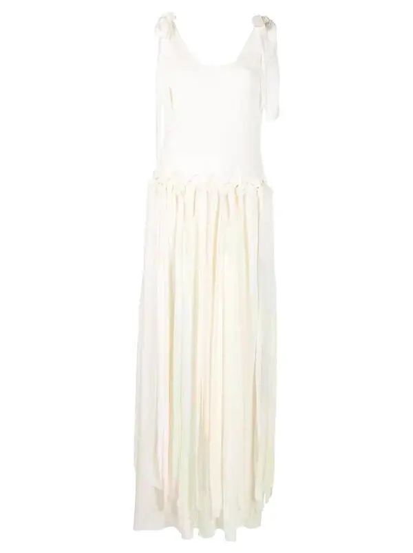 Chloé Drop-waist Knotted Crepe Maxi Dress - Neutrals