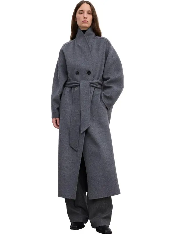 HOUSE OF DAGMAR Relaxed Doublé Coat - Grey Melange