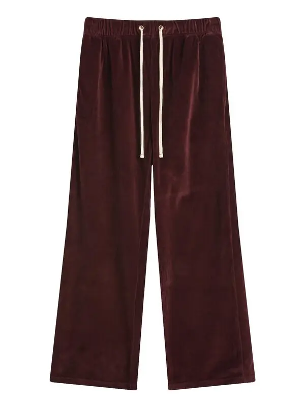 LES TIEN Velour Relaxed Pant - Washed Red Mahogany