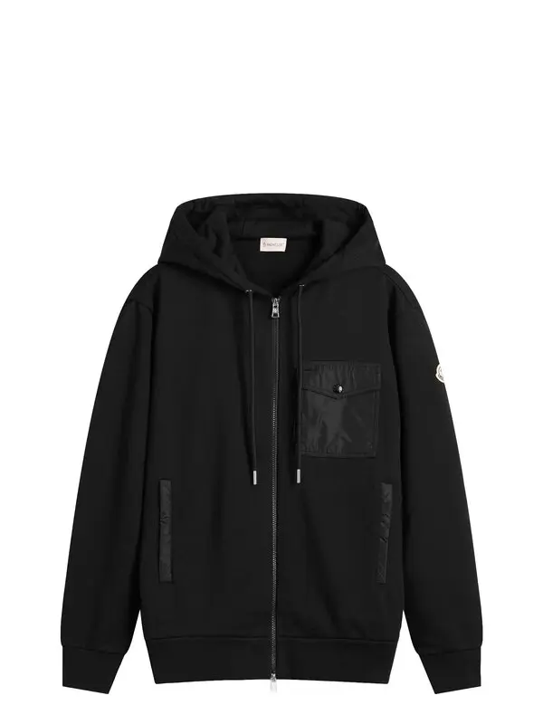 Moncler Zip Through Patch Hoodie - Black