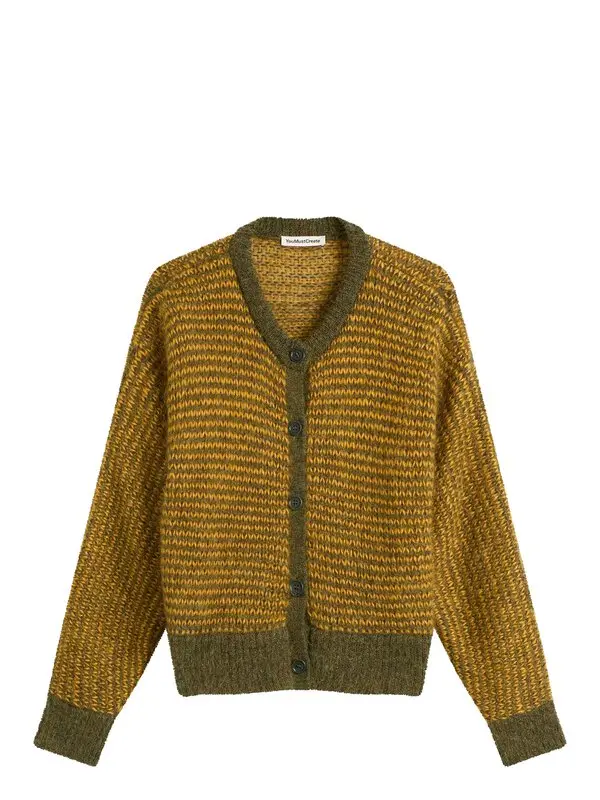You Must Create Disorder Cardigan - Yellow/green
