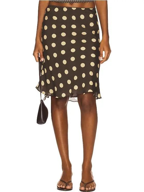 With Jéan Polka Dot Georgette Skirt - Brown