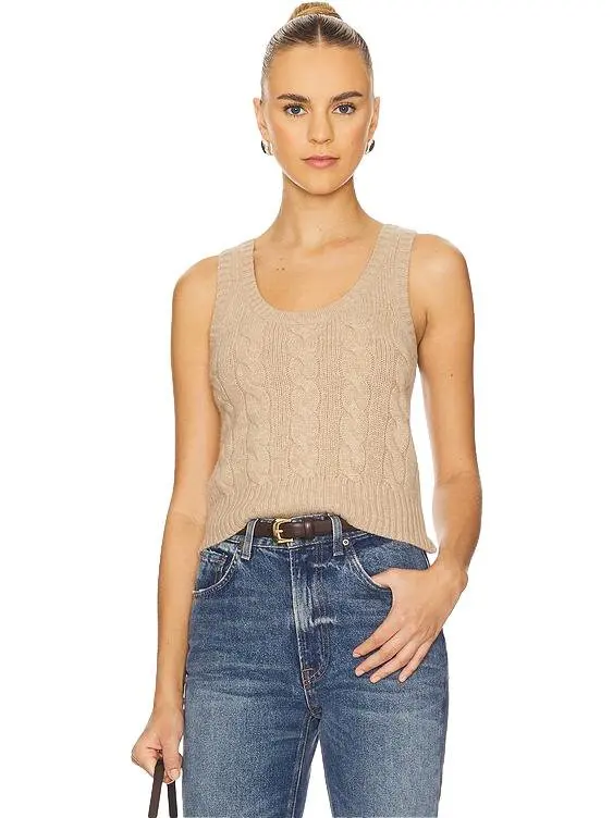 Polo Ralph Lauren Cable Wool Cashmere Sleeveless Sweater - Tan