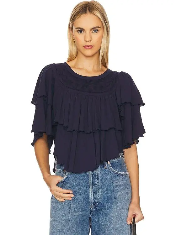 Free People Rose Party Tee - Navy