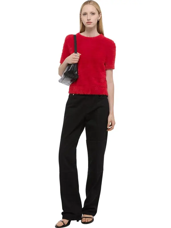 Helmut Lang Cropped Sweater Tee - Red