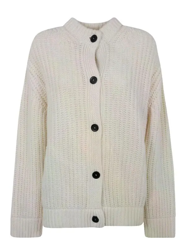 SEMICOUTURE Amalia Ribbed Wool Cardigan - Neutrals