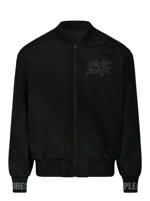 PLEASURES Graphic-print Reversible Bomber Jacket - Black