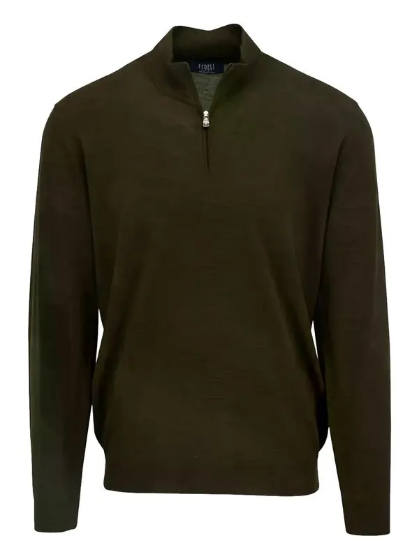 Fedeli Half-zip Wool Sweater - Green