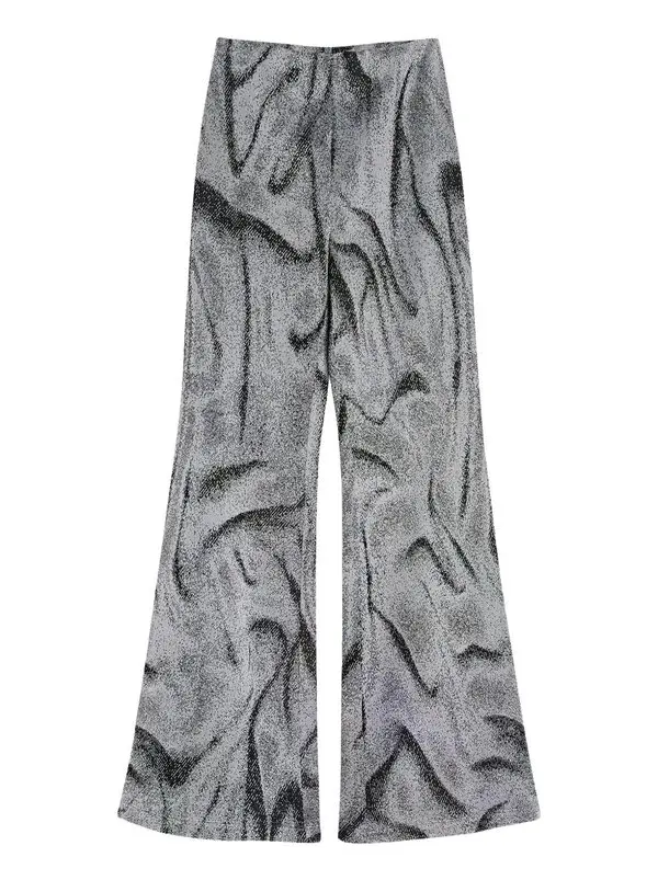 MARGHERITA MACCAPANI Swirl-print Flared Trousers - Black