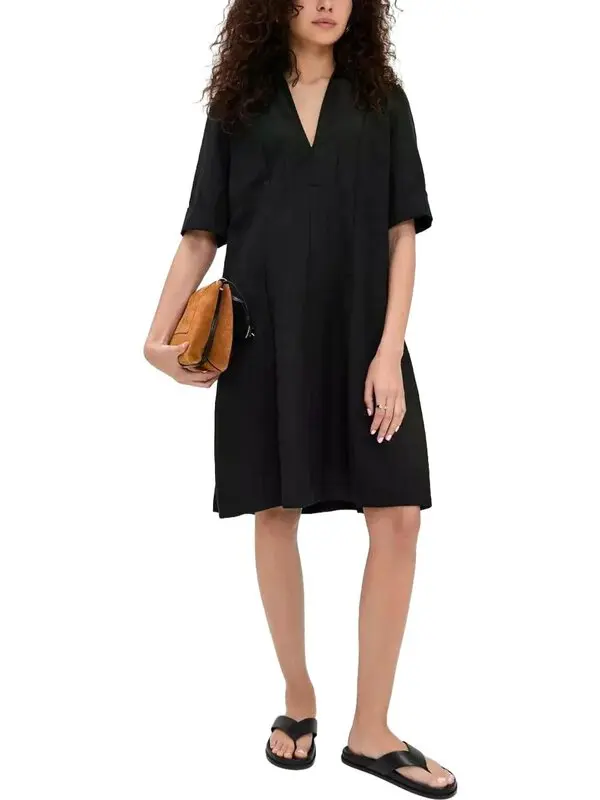 Vince Collared Short-sleeve Dress - Black