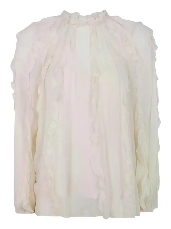 Zimmermann Ruffled High-neck Blouse - Neutrals