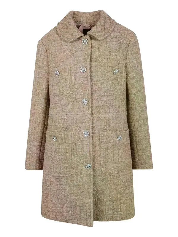 N°21 Embellished Tweed Coat - Neutrals