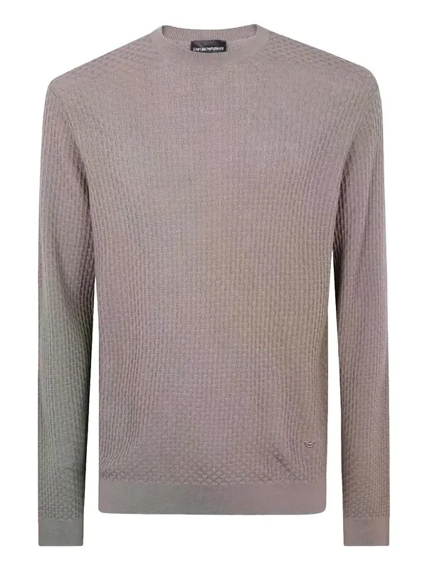 Emporio Armani Textured Long Sleeve Sweater - Purple