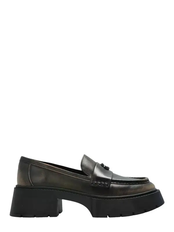 COACH® Logo-plaque Leather Loafers - Black