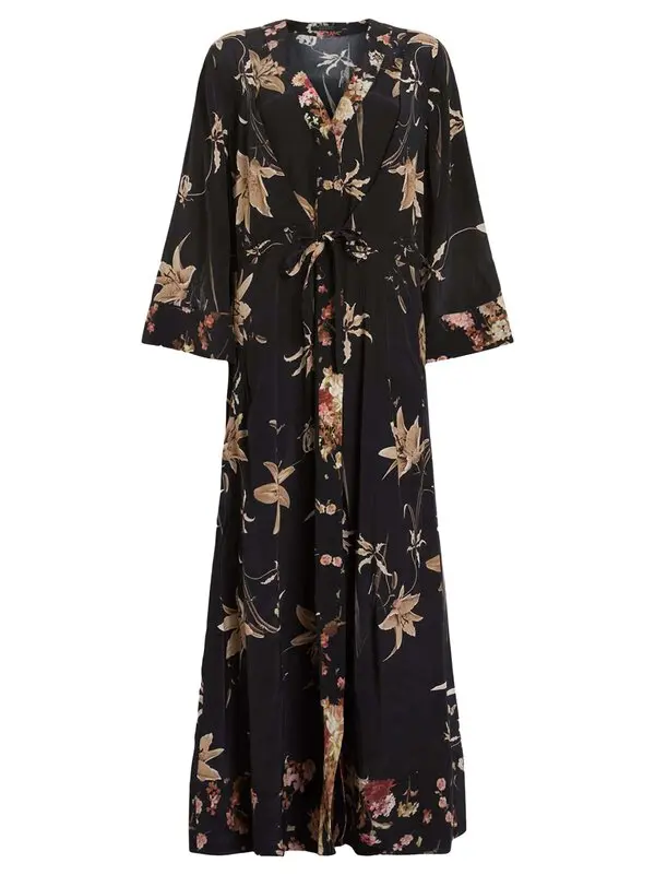 ALLSAINTS Floral Diana Midi Dress - Brown