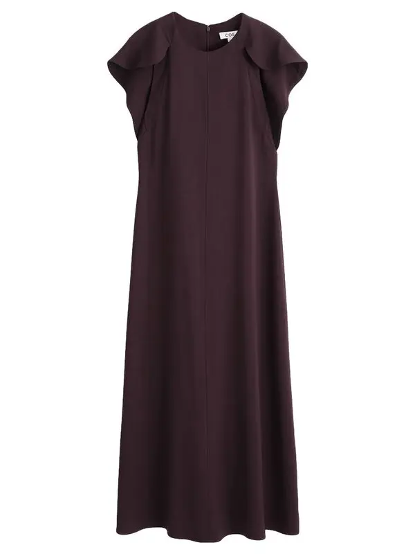 Cos Cape-shoulder Midi Dress - Pink