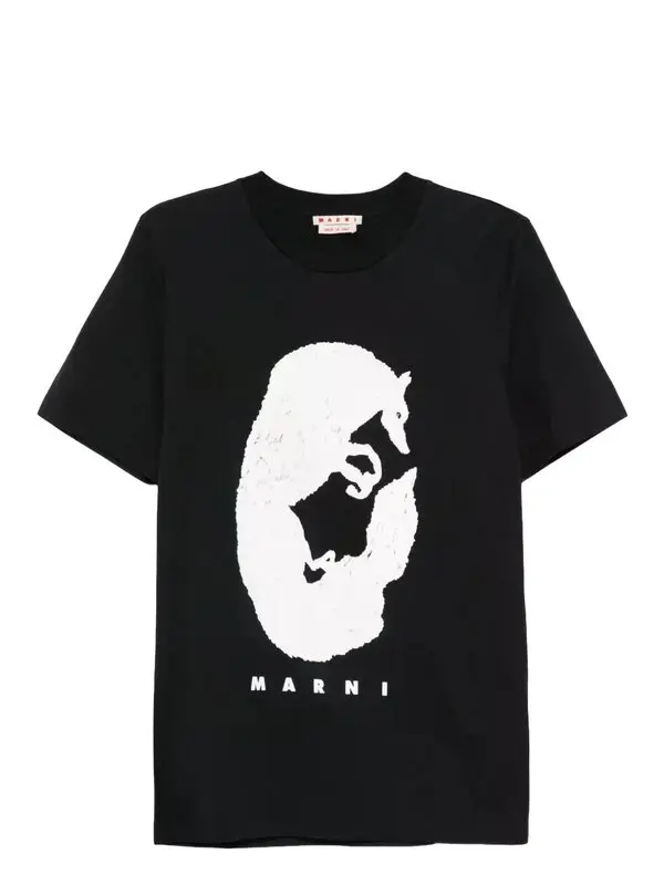 Marni Fox-print T-shirt - Black