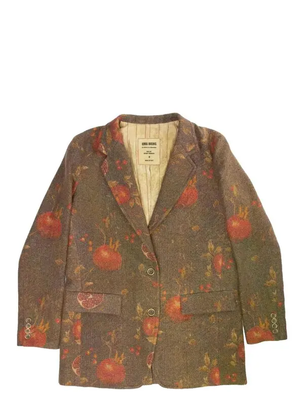 UMA WANG Pomegranate-print Wool Blazer - Brown