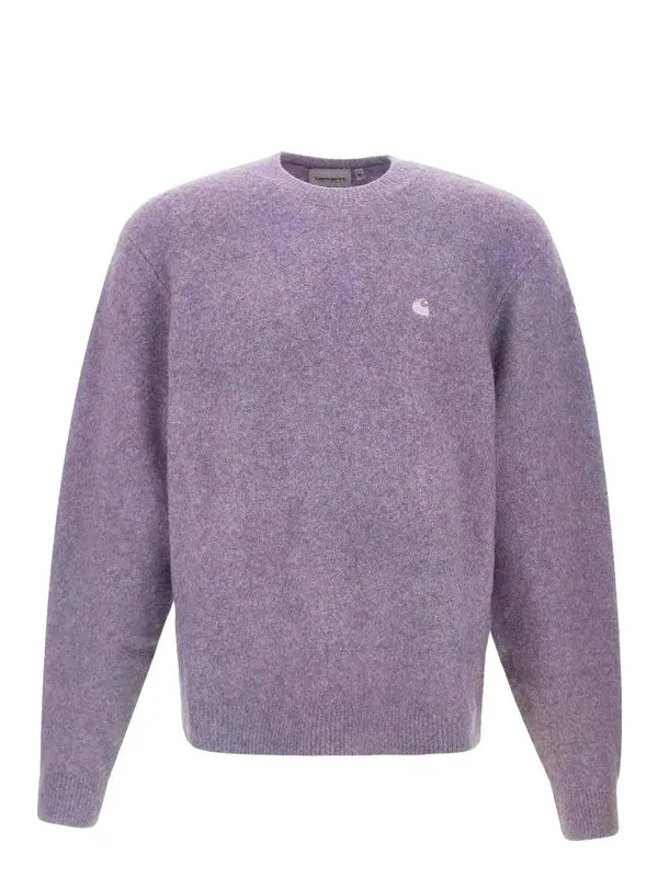 Carhartt Work In Progress Curtis Embroidered-logo Ribbed Sweater - Purple