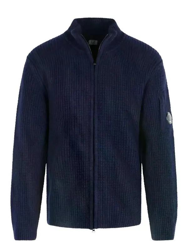 C.P. COMPANY Ribbed High-neck Zip-front Jacket - Blue