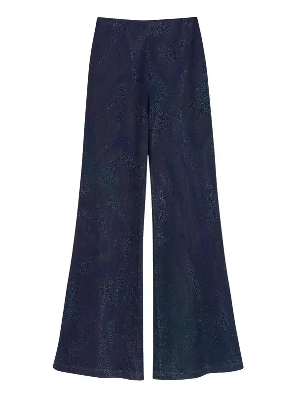 MARGHERITA MACCAPANI Flared Trousers With Glitter Embellishments - Blue