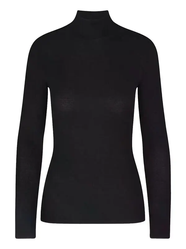 FRAME Ribbed High-neck Top - Black