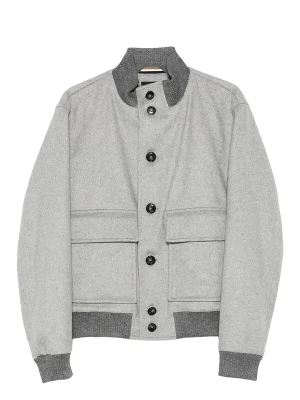 BOSS Button-fastening Pocket Bomber Jacket - Grey