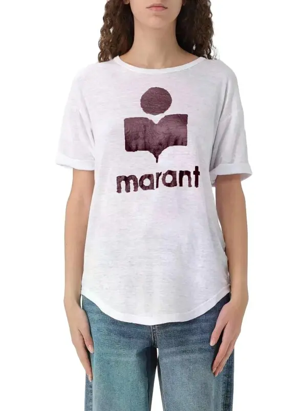 MARANT ETOILE Logo-print Linen T-shirt - White