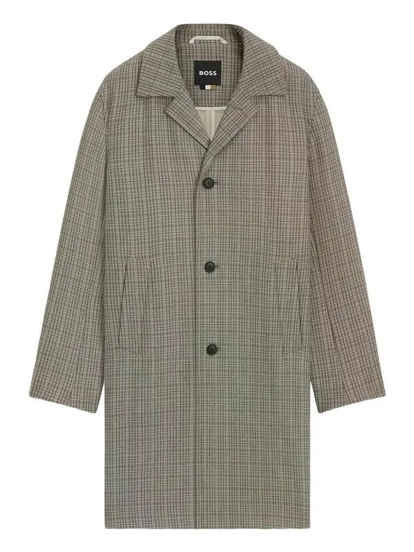 Hugo Boss Checked Single-breasted Coat - Neutrals
