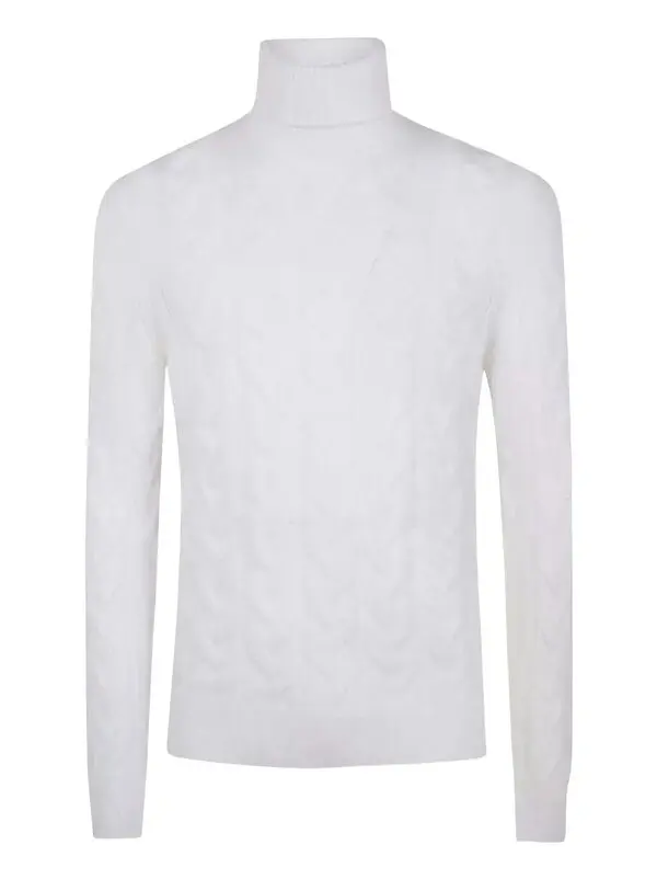 GRAN SASSO Cable-knit Turtleneck Sweater - White