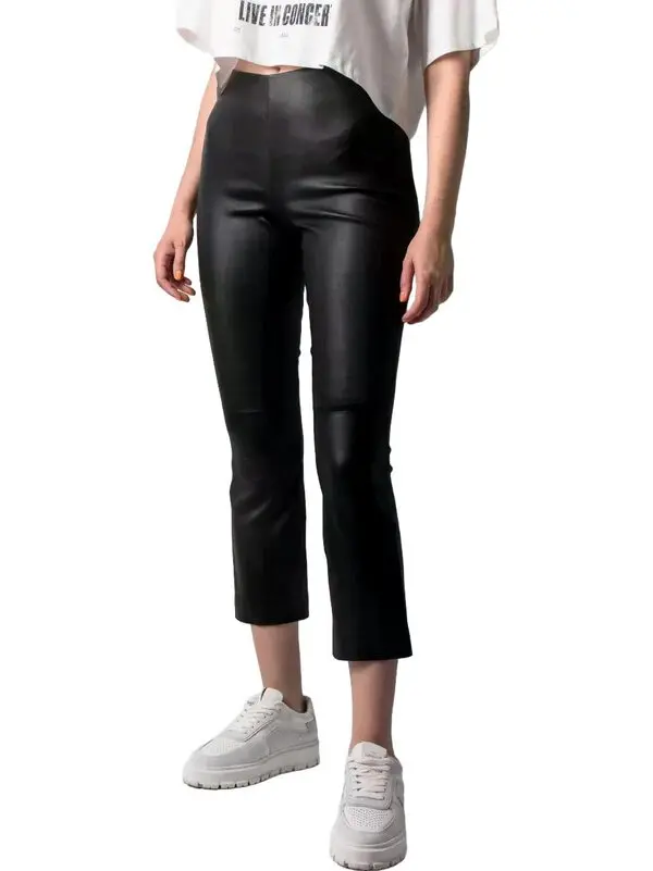 Vince Leather Flared Trousers - Black