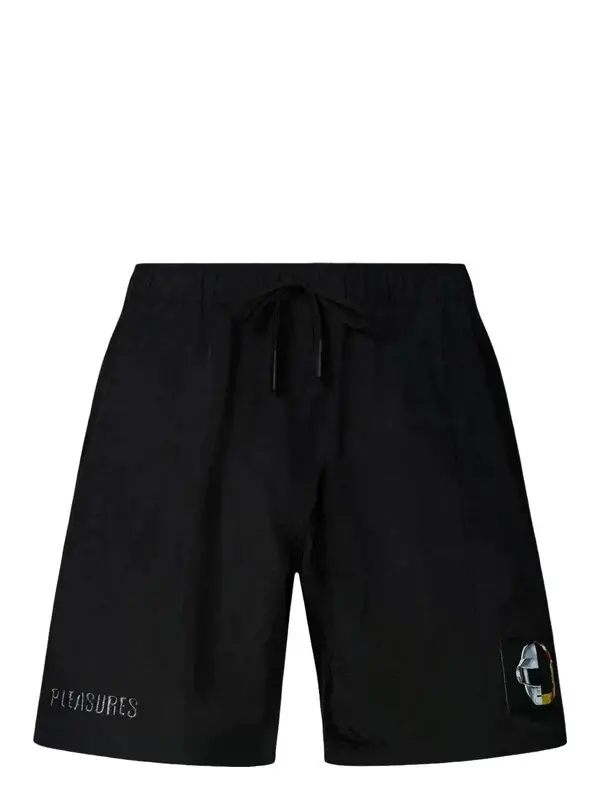 PLEASURES Embroidered-patch Hiking Shorts - Black