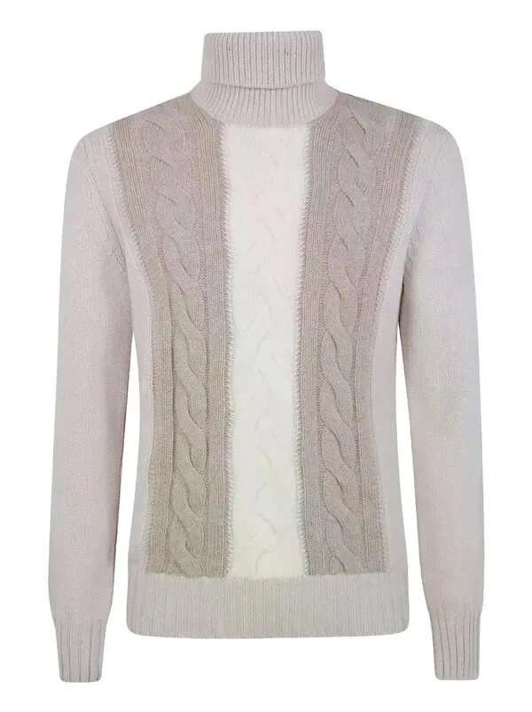 GRAN SASSO Cable-knit Turtleneck Sweater - Neutrals