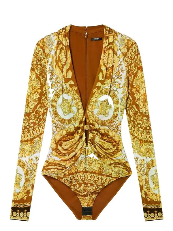 Versace Baroque-print Long-sleeve Blouse - Yellow
