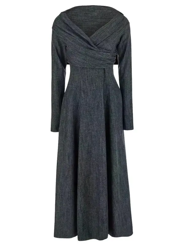 Alberta Ferretti Off-shoulder Wrap Maxi Dress - Grey
