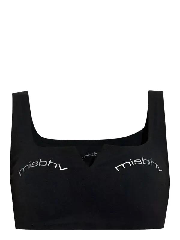MISBHV Logo V-neck Crop Top - Black