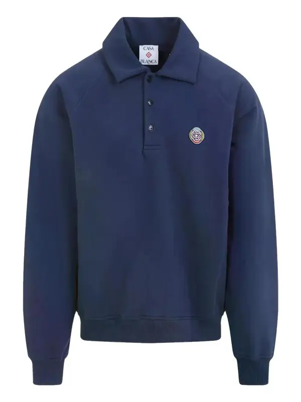 Casablanca Polo-neck Embroidered Sweatshirt - Blue
