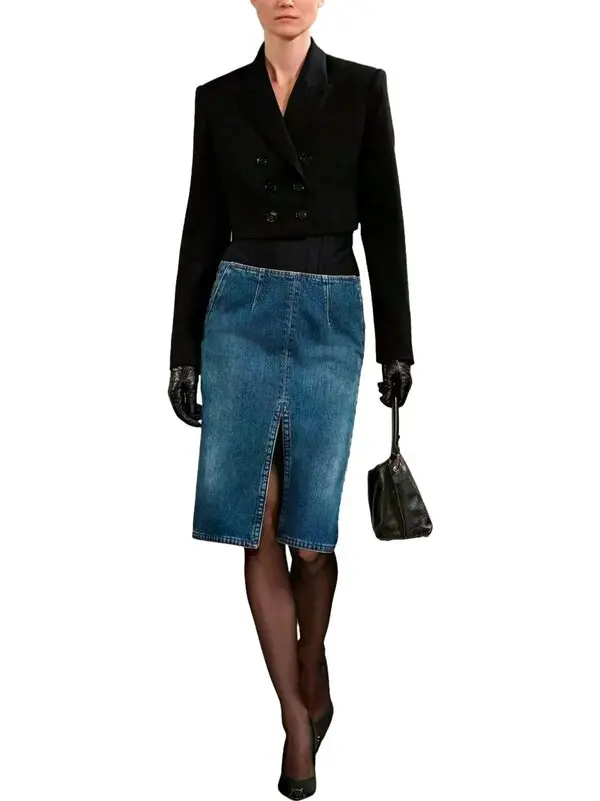 Elisabetta Franchi Denim Midi Skirt - Blue