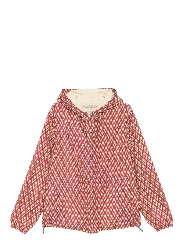 Valentino Garavani Geometric-pattern Hooded Jacket - Red