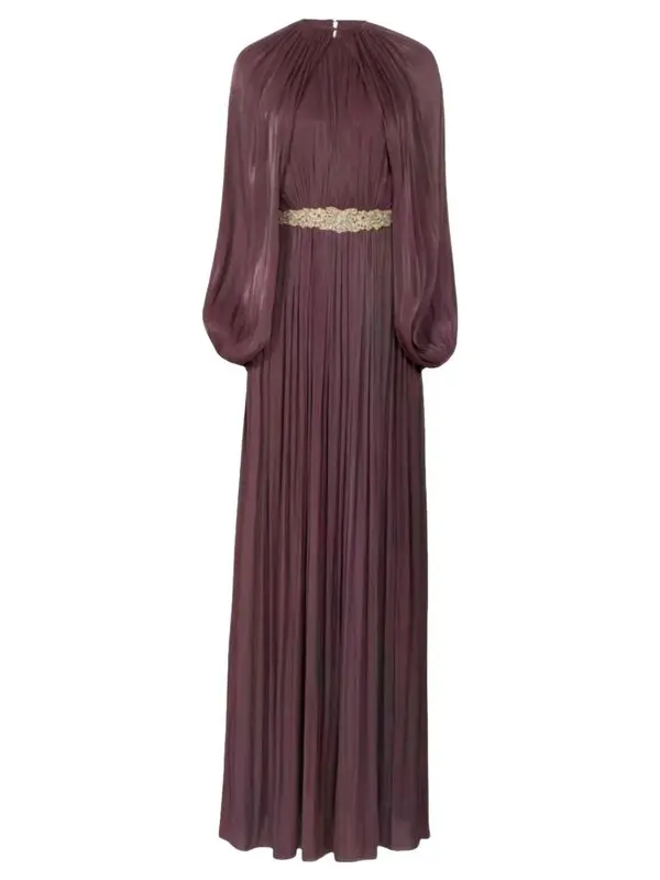 Costarellos Pleated Embellished Dress - Purple