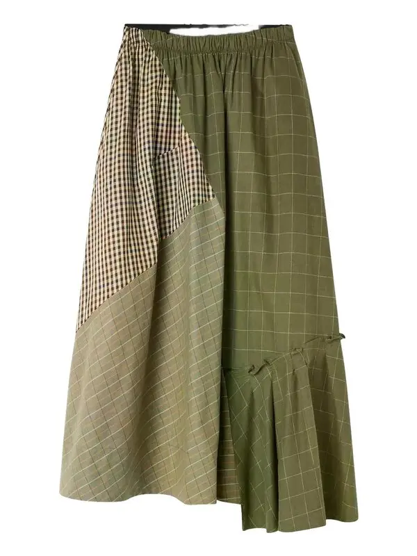 LEE MATHEWS Checked Pattern Midi Skirt - Green