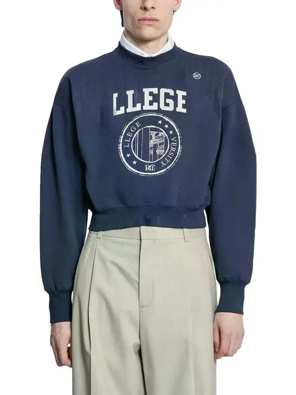 RECTO College-logo Cropped Sweatshirt - Blue